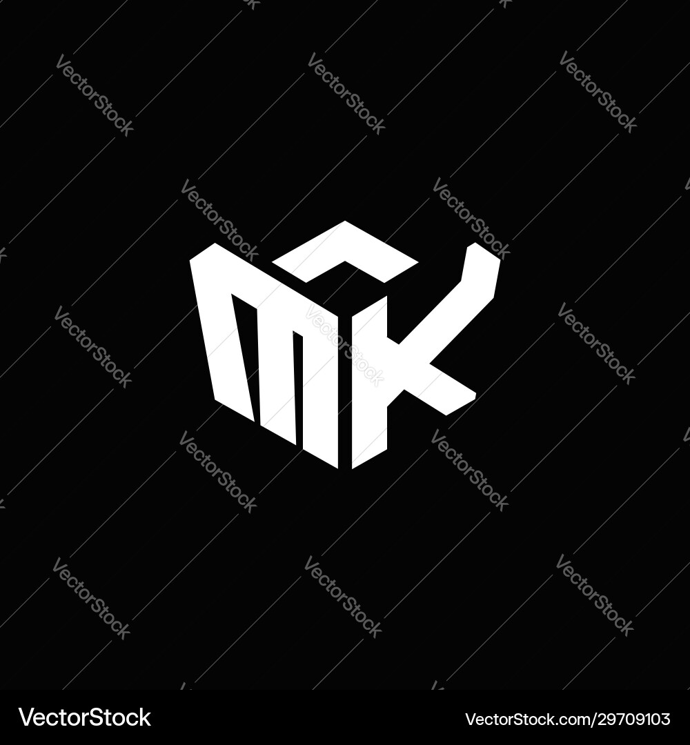 MK Monogram Logo - Emblem Style Royalty Free Vector Image