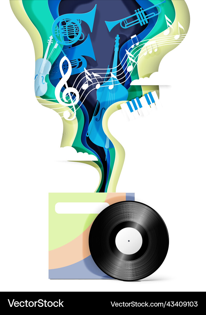 Music background with disk and notes Royalty Free Vector