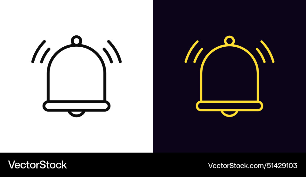 Outline ringing bell icon with editable stroke Vector Image
