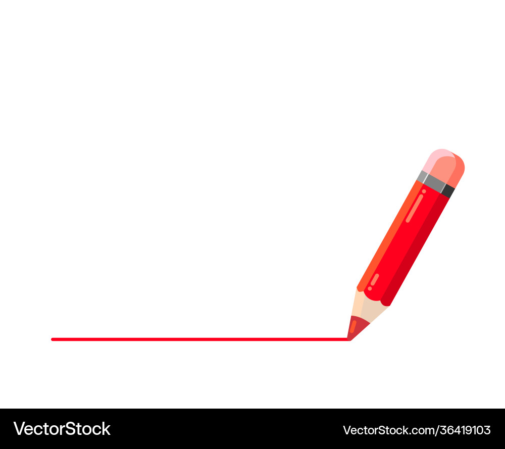 Red pencil draws a line underline in Royalty Free Vector