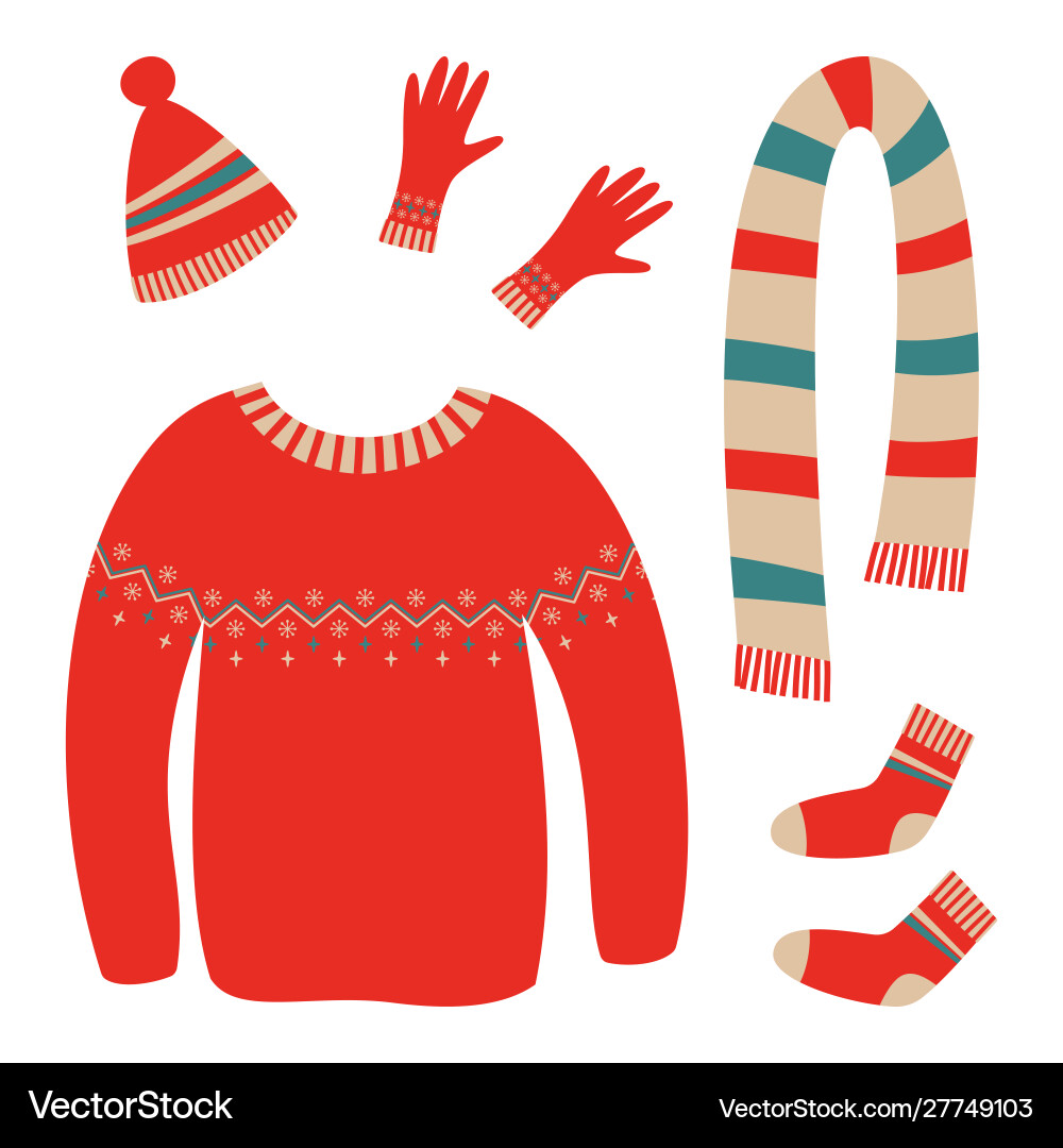 Set warm clothes Royalty Free Vector Image - VectorStock