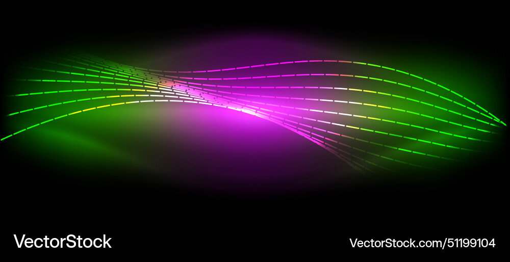 A green and purple wave on black background Vector Image