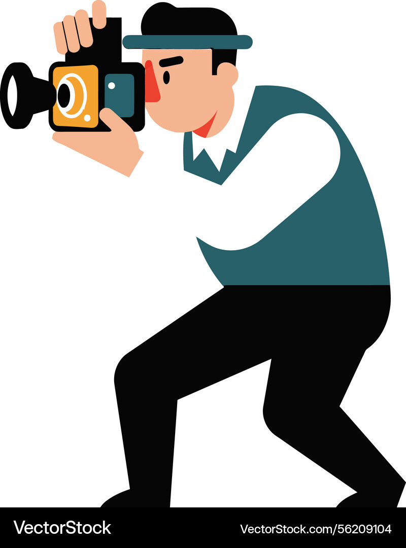 A man taking photographs with vintage camera Vector Image
