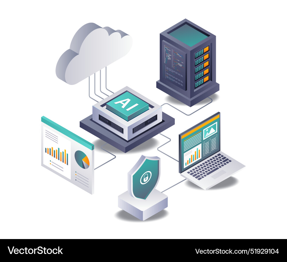 Artificial intelligence applications in cloud Vector Image