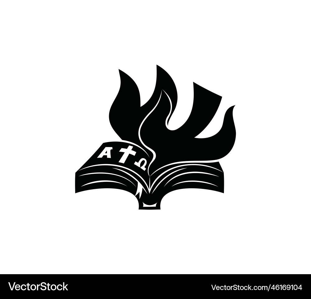Bible with holy spirit fire silhouette Royalty Free Vector