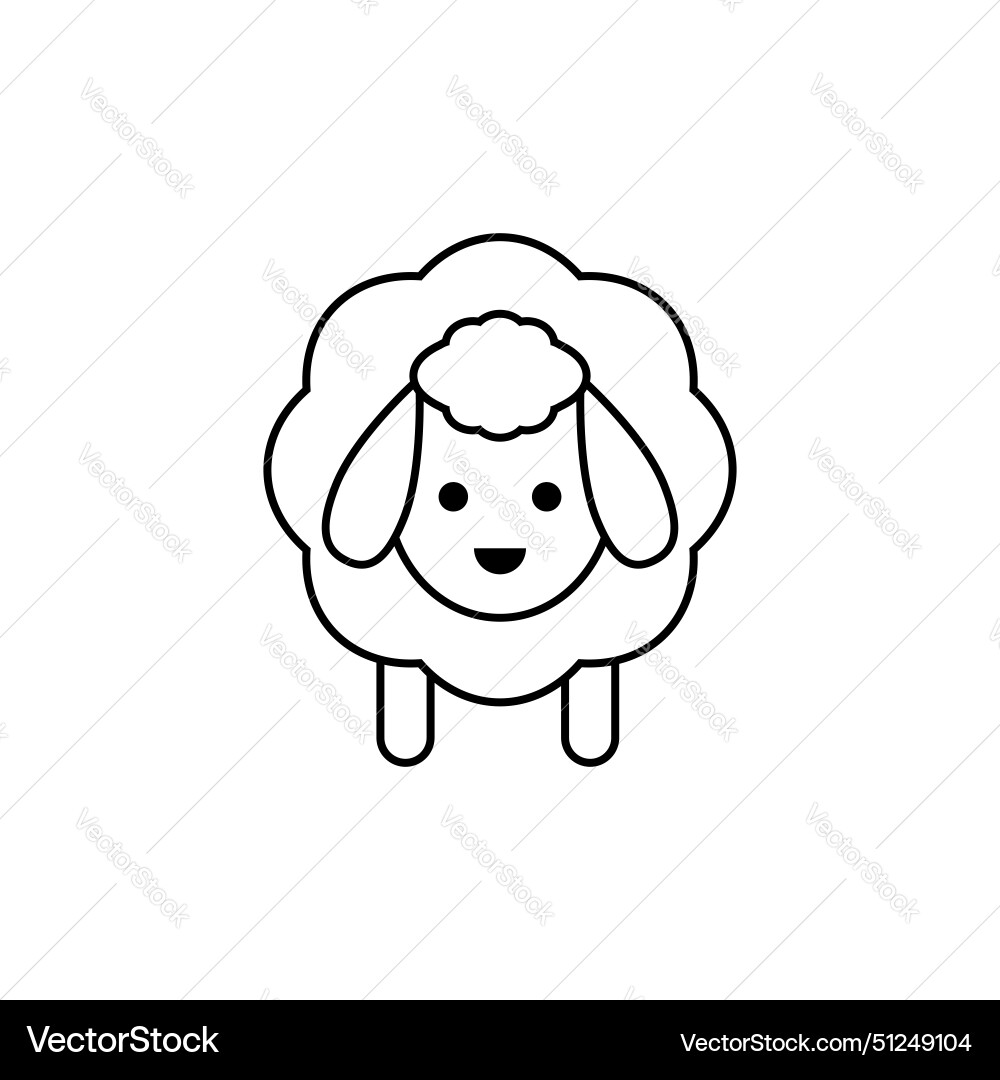 Cute white sheep outline icon drawing Royalty Free Vector
