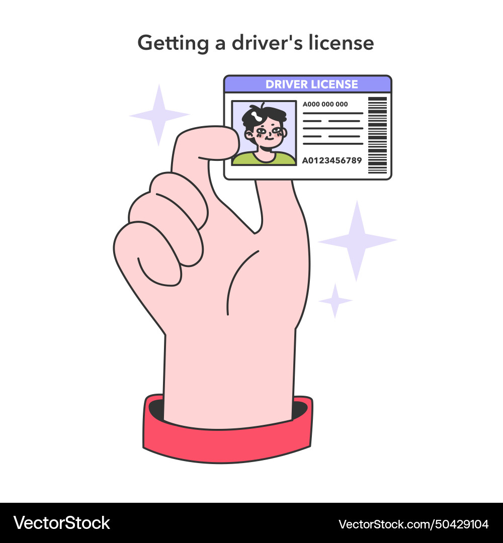 Getting a driver license hand holding Royalty Free Vector