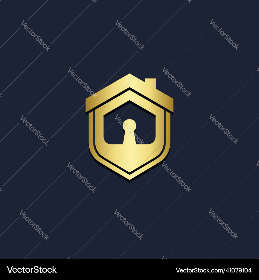 Home realty lock secure gold logo Royalty Free Vector Image