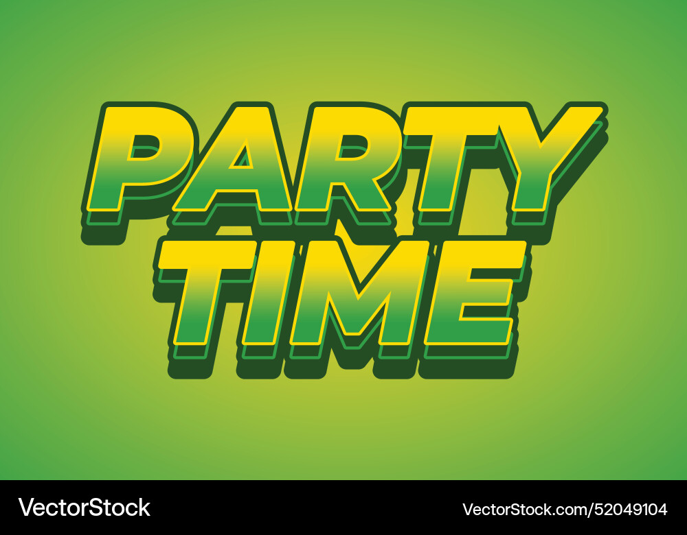 Party time text effect in 3d look with eye Vector Image