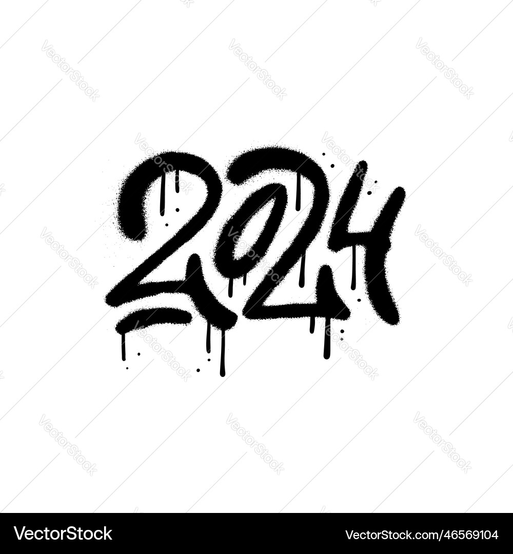 Urban graffiti 2024 date with drops splash Vector Image