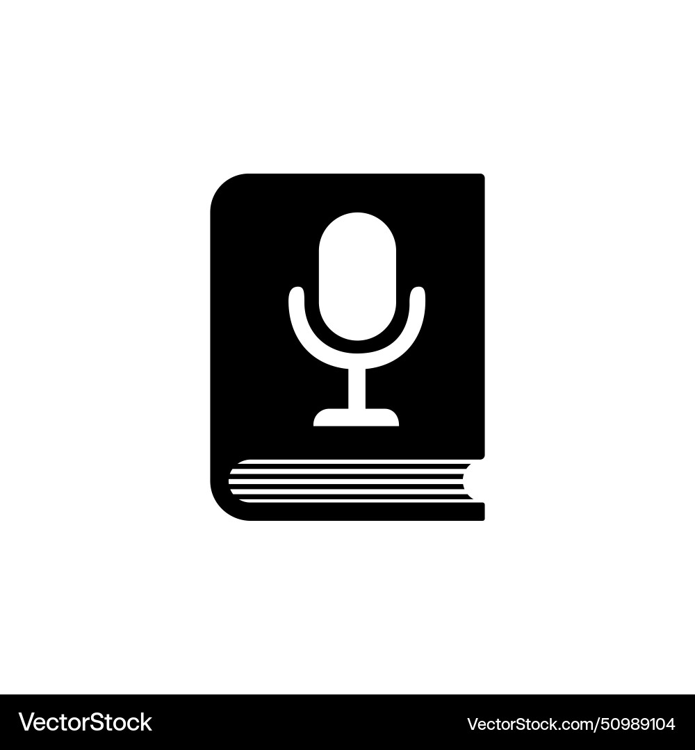 Voice book through microphone flat icon Royalty Free Vector