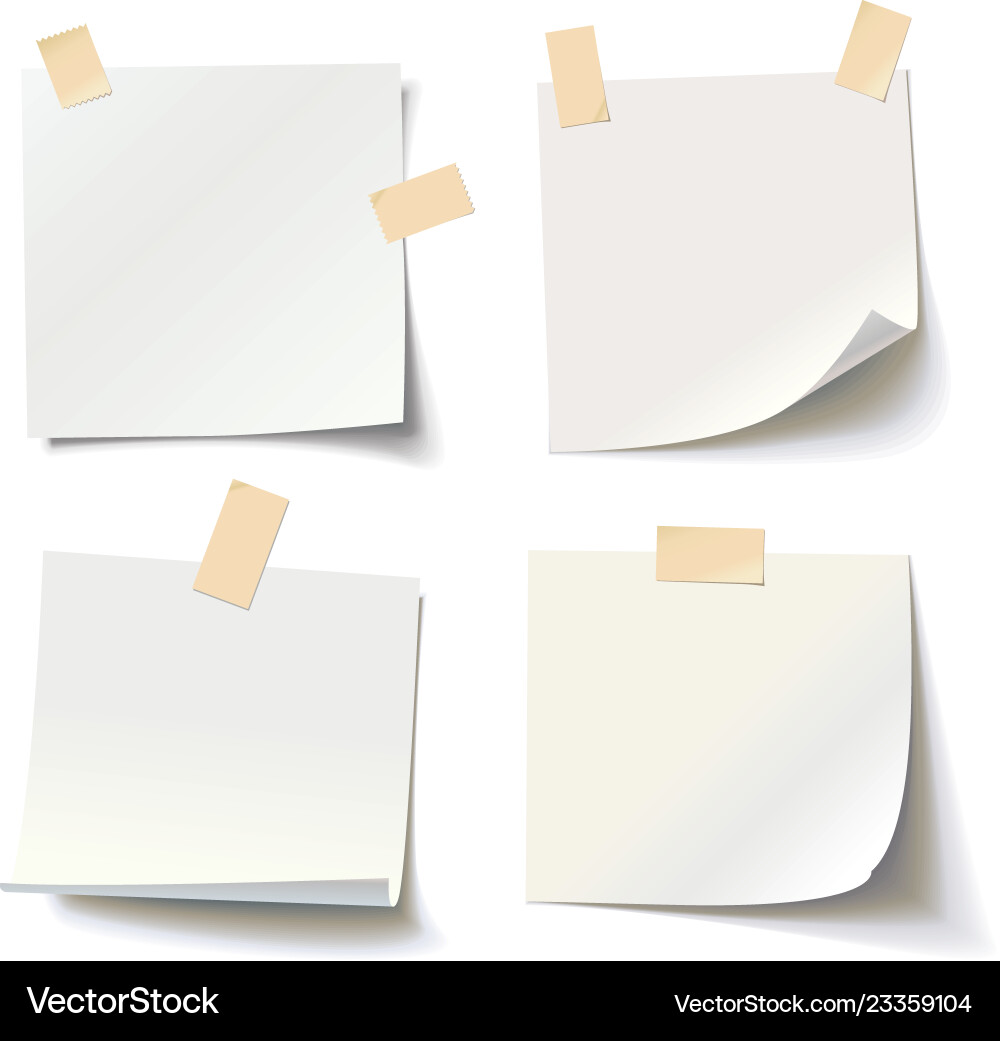 White note papers with curled corner Royalty Free Vector