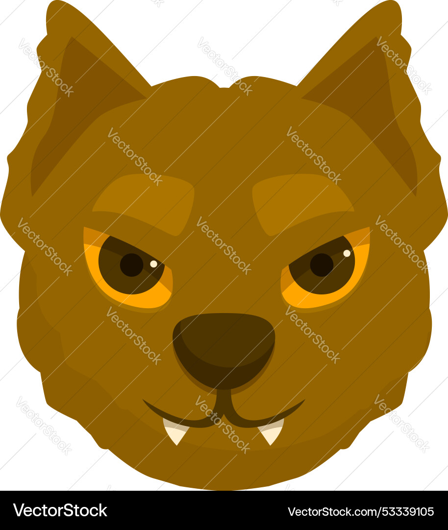 Angry brown werewolf face showing teeth Royalty Free Vector
