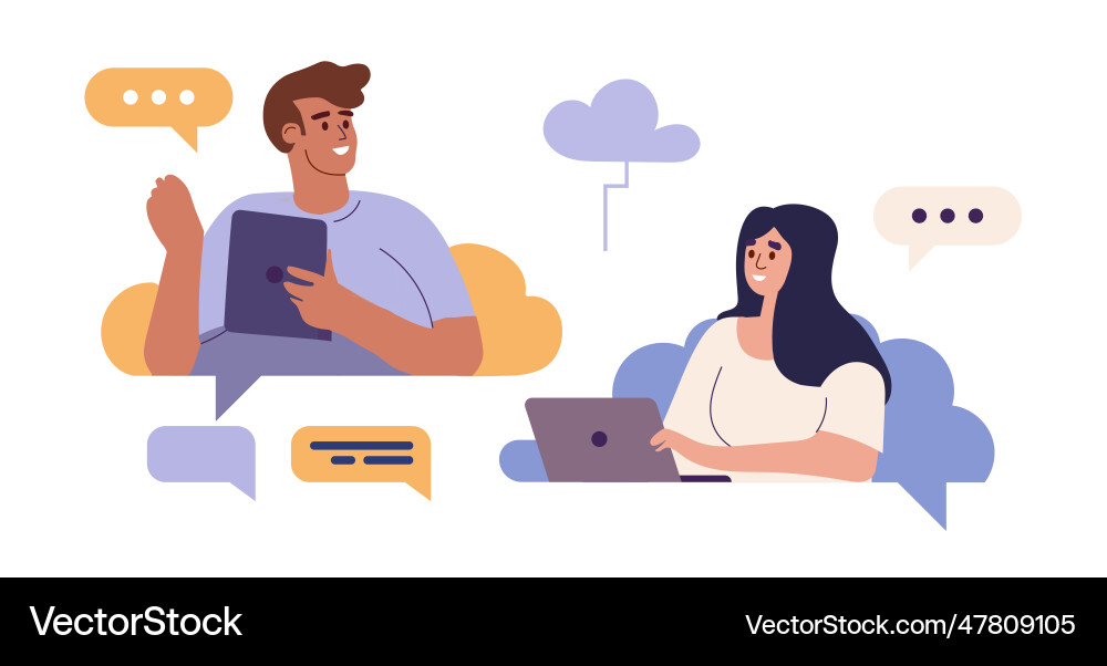 Business communication via internet online remote Vector Image