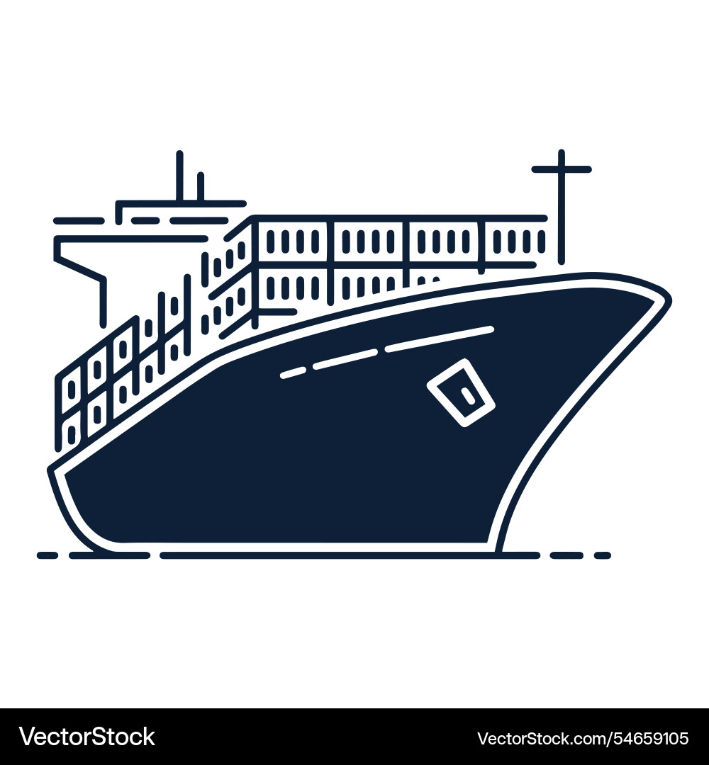 Cargo ship clipart container outline art Vector Image