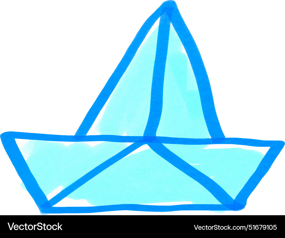 Child drawing of paper ship Royalty Free Vector Image
