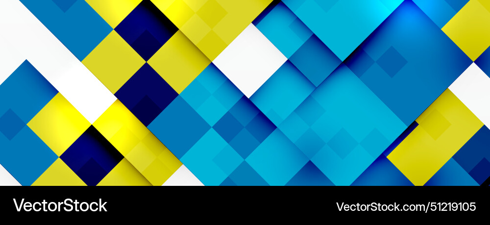Colorful blue and yellow squares on white Vector Image