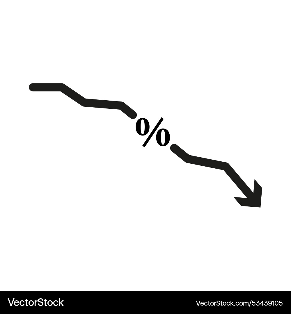 Downward arrow icon percentage drop symbol Vector Image