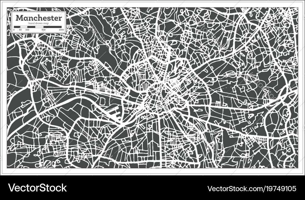 Manchester england city map in retro style Vector Image
