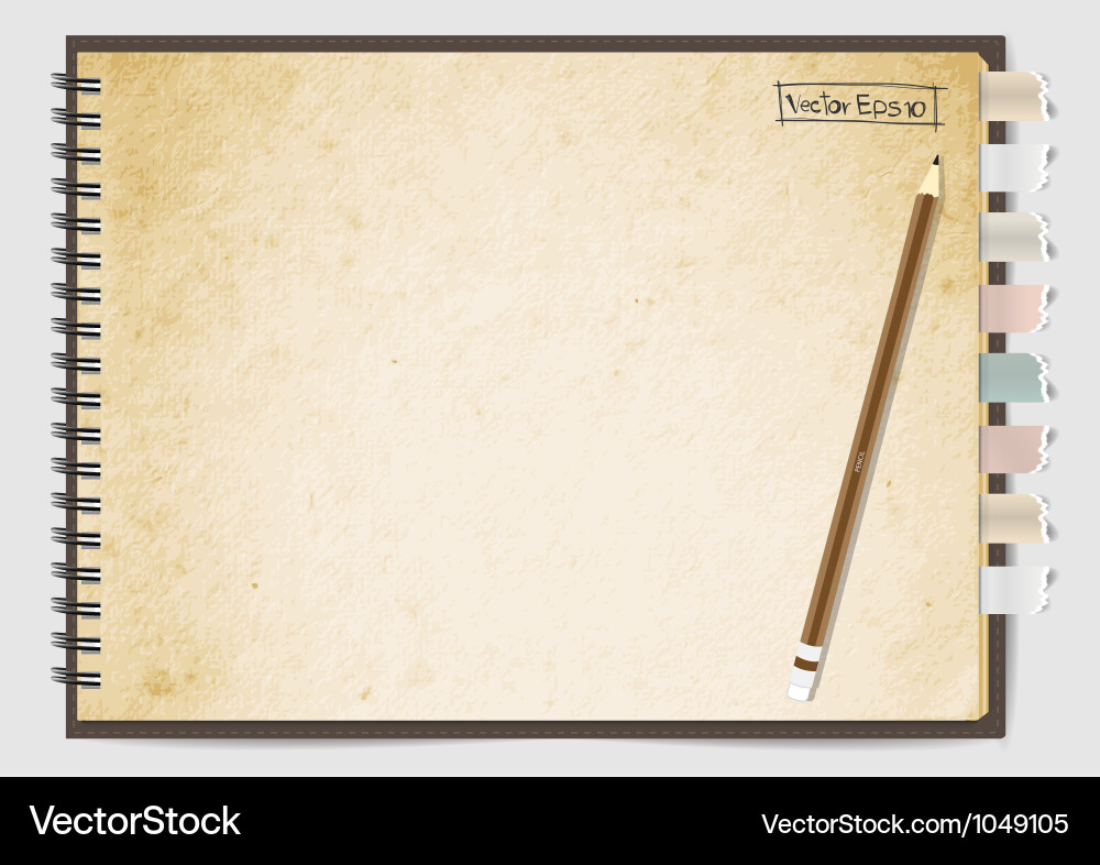 Old brown paper notebook Royalty Free Vector Image