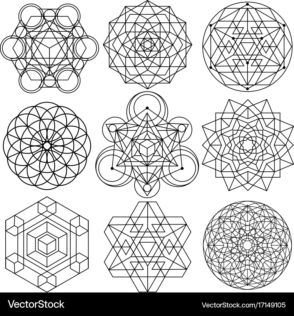 Sacred geometry symbols - set 04 Royalty Free Vector Image