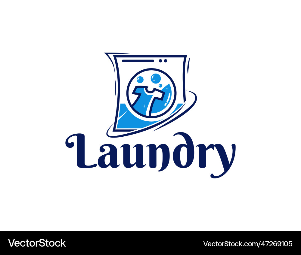 Simple laundry logo with clothes and wash machine Vector Image