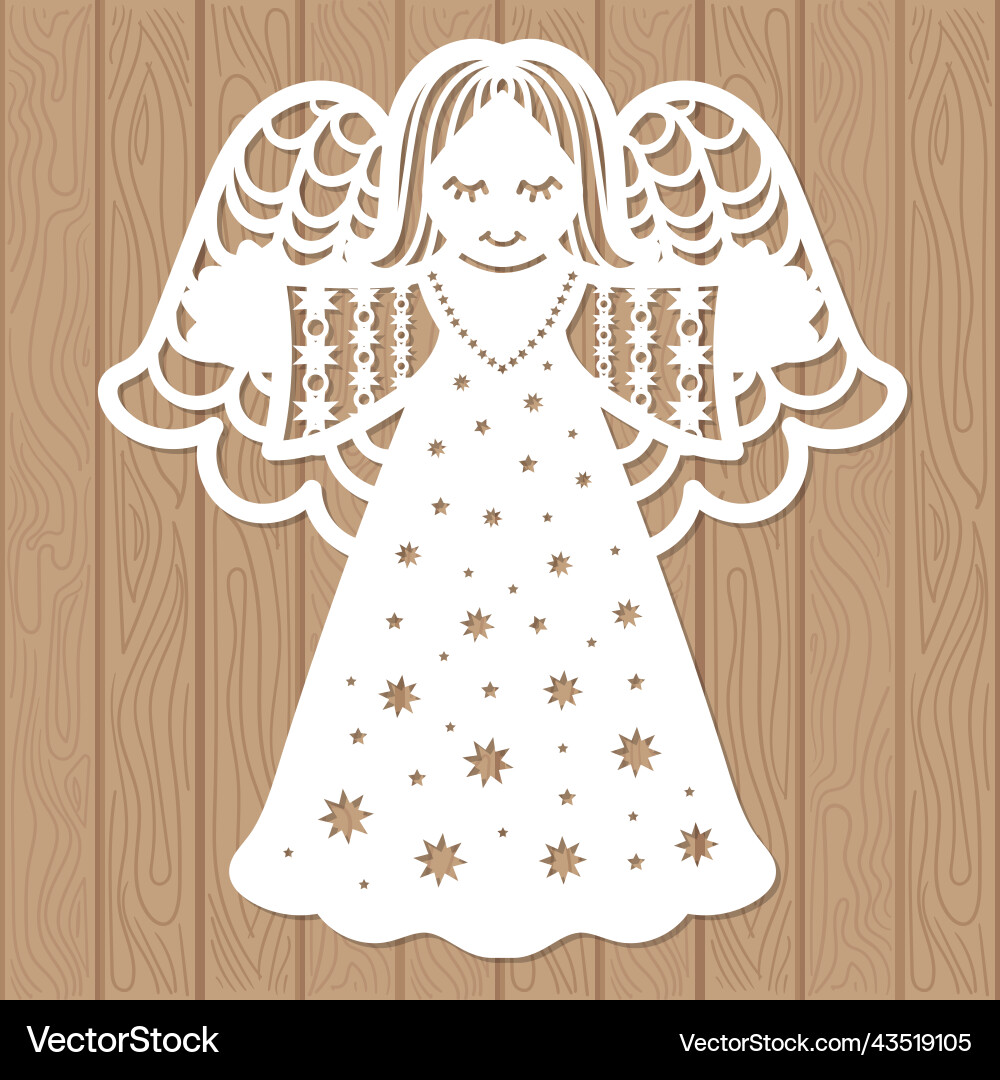 Template for laser cutting angel Royalty Free Vector Image