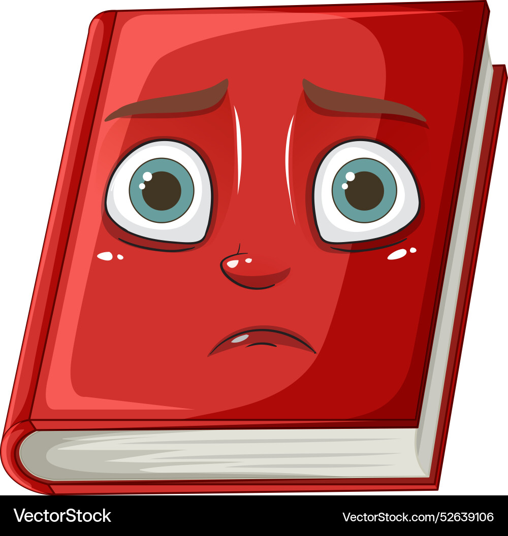 A red book with sad face Royalty Free Vector Image