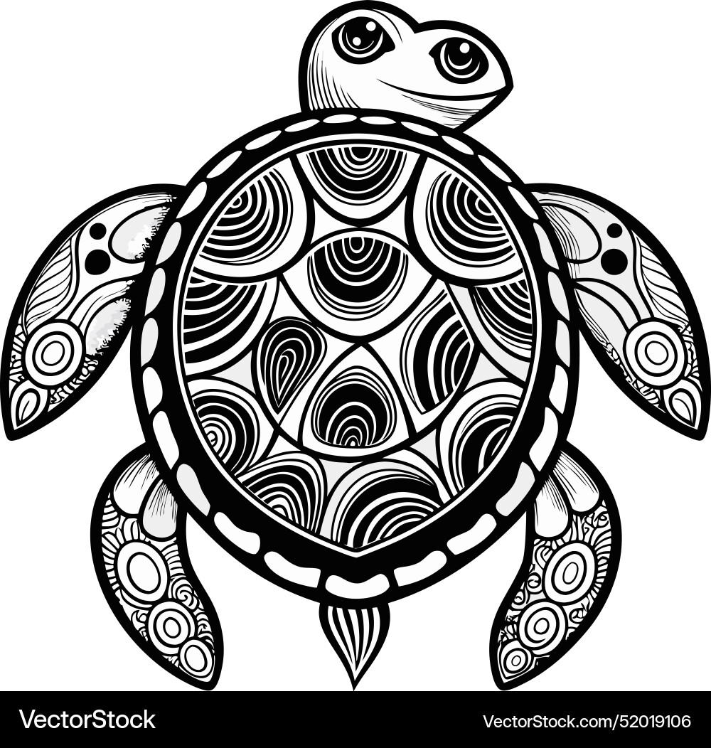 Beautiful turtle mandala arts isolated on white Vector Image