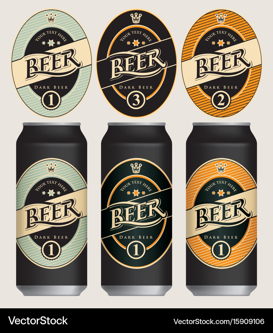 Beer labels for three cans Royalty Free Vector Image