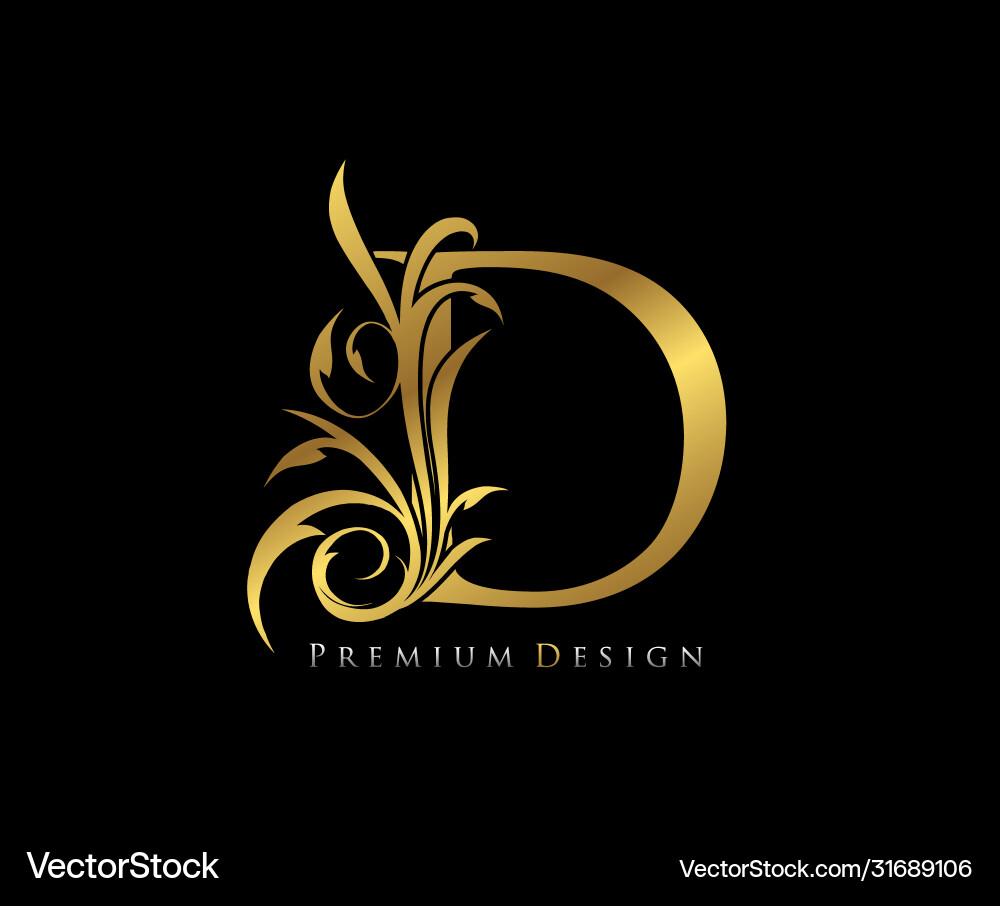 Classy gold elegant letter d graceful style Vector Image