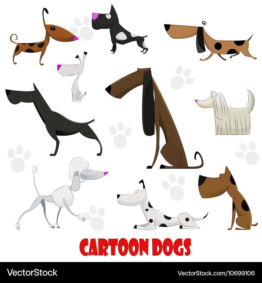 Dogs cartoon set Royalty Free Vector Image - VectorStock