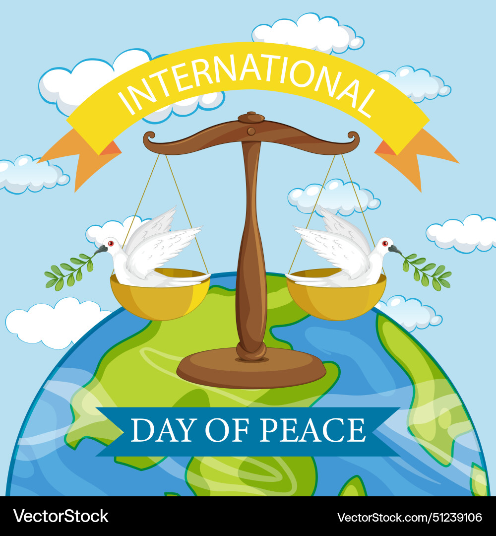 Doves scales and globe symbolize world peace Vector Image
