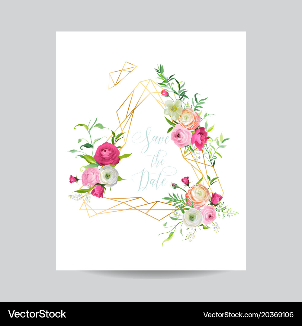 Golden Floral Save the Date Frame Royalty Free Vector Image