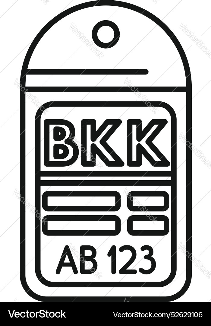 Luggage tag showing bkk airport code icon Vector Image