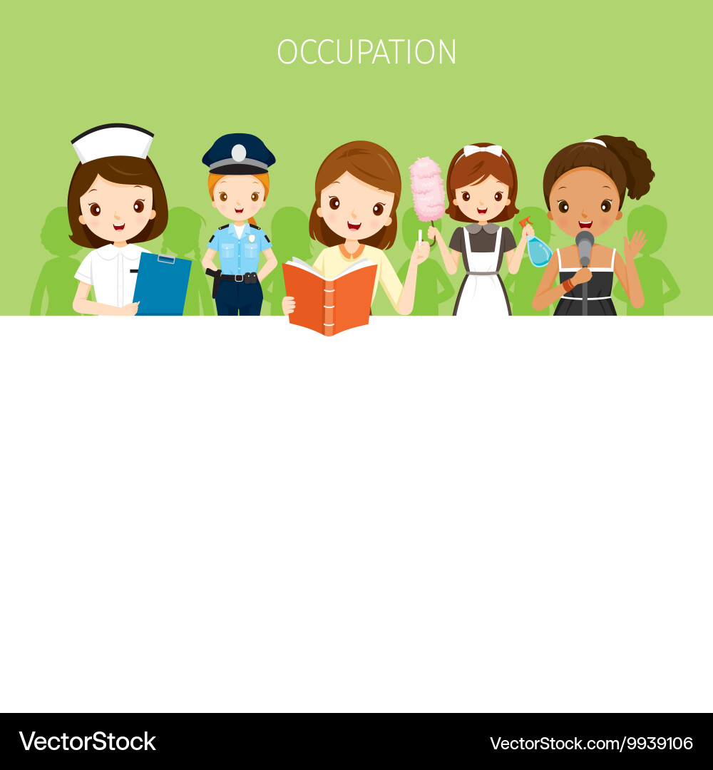 Women with different occupations set on banner Vector Image