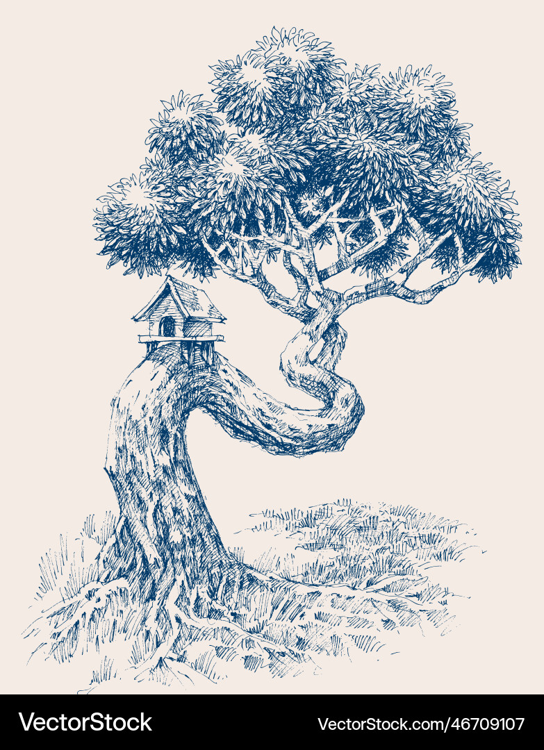 Twisted Tree Drawing ORIGINAL PAINTING The Wisdom Tree Watercolour