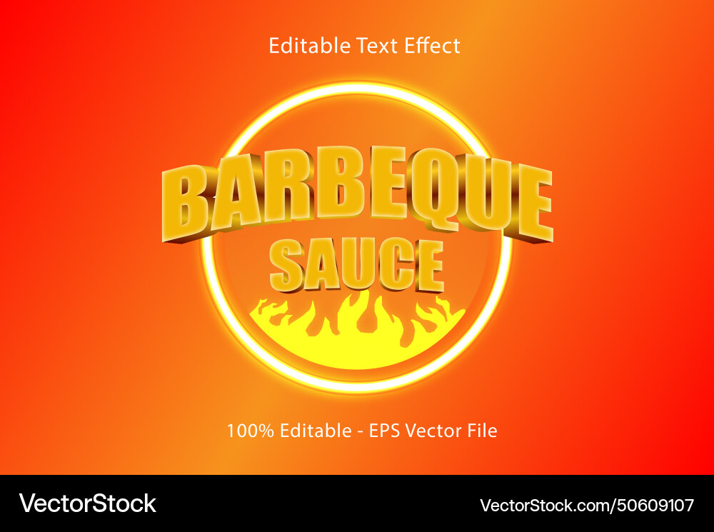 Barbecue sauce editable text effect 3d emboss Vector Image