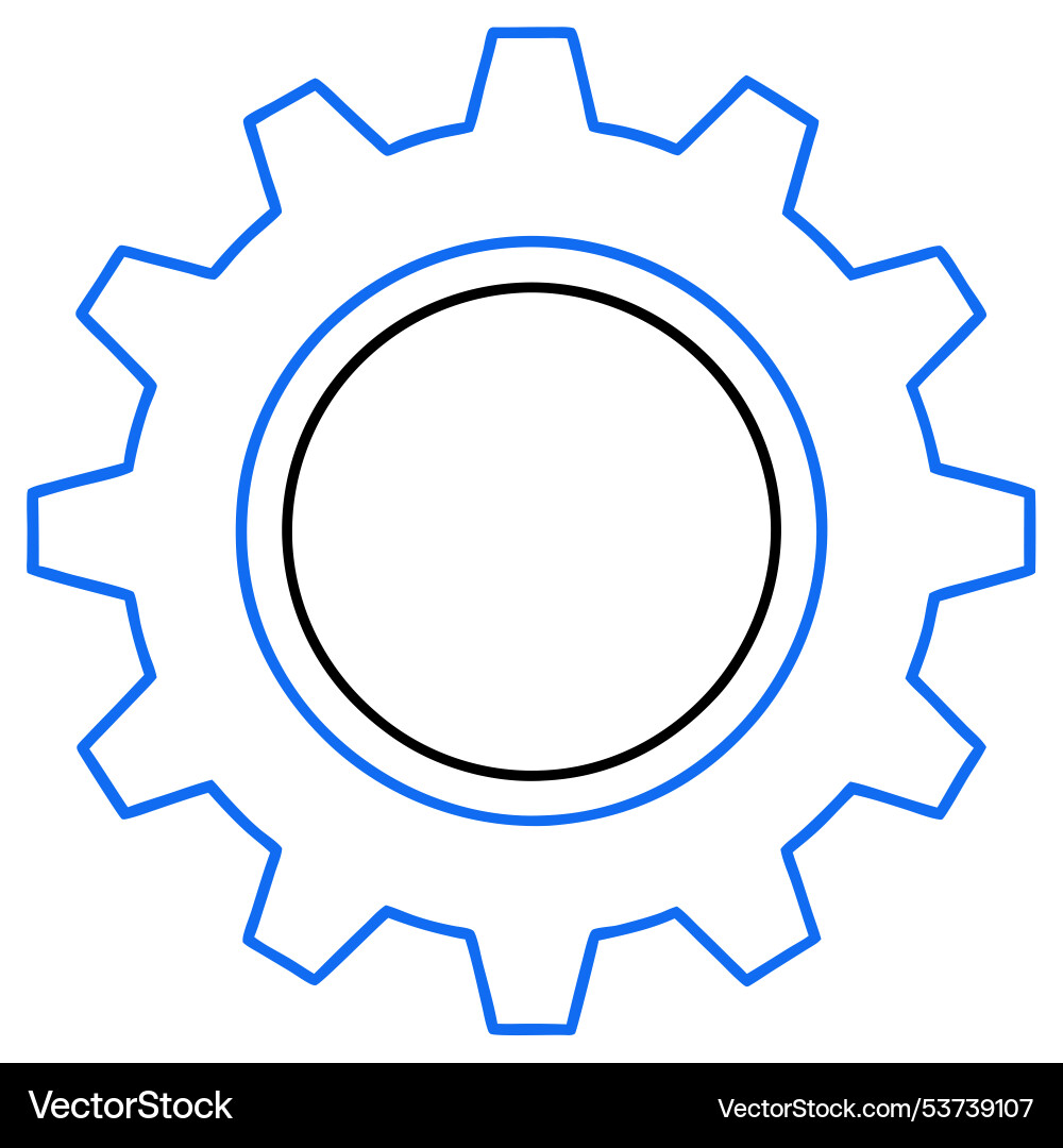 Blue mechanical cog outline art Royalty Free Vector Image