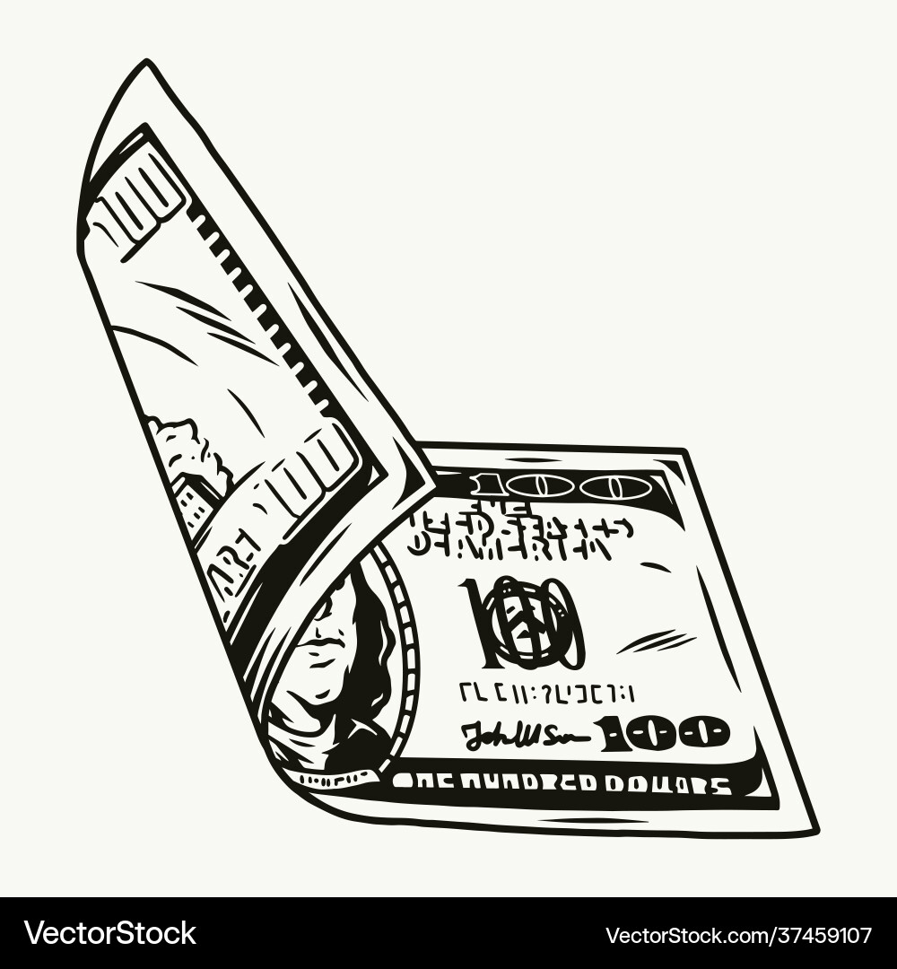 Falling dollar bill vintage template Royalty Free Vector