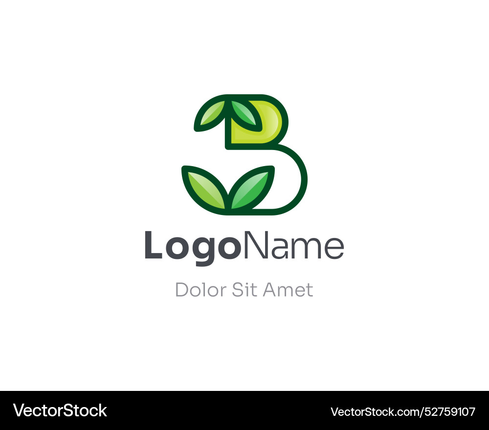 Green botanical with letter b logo Royalty Free Vector Image