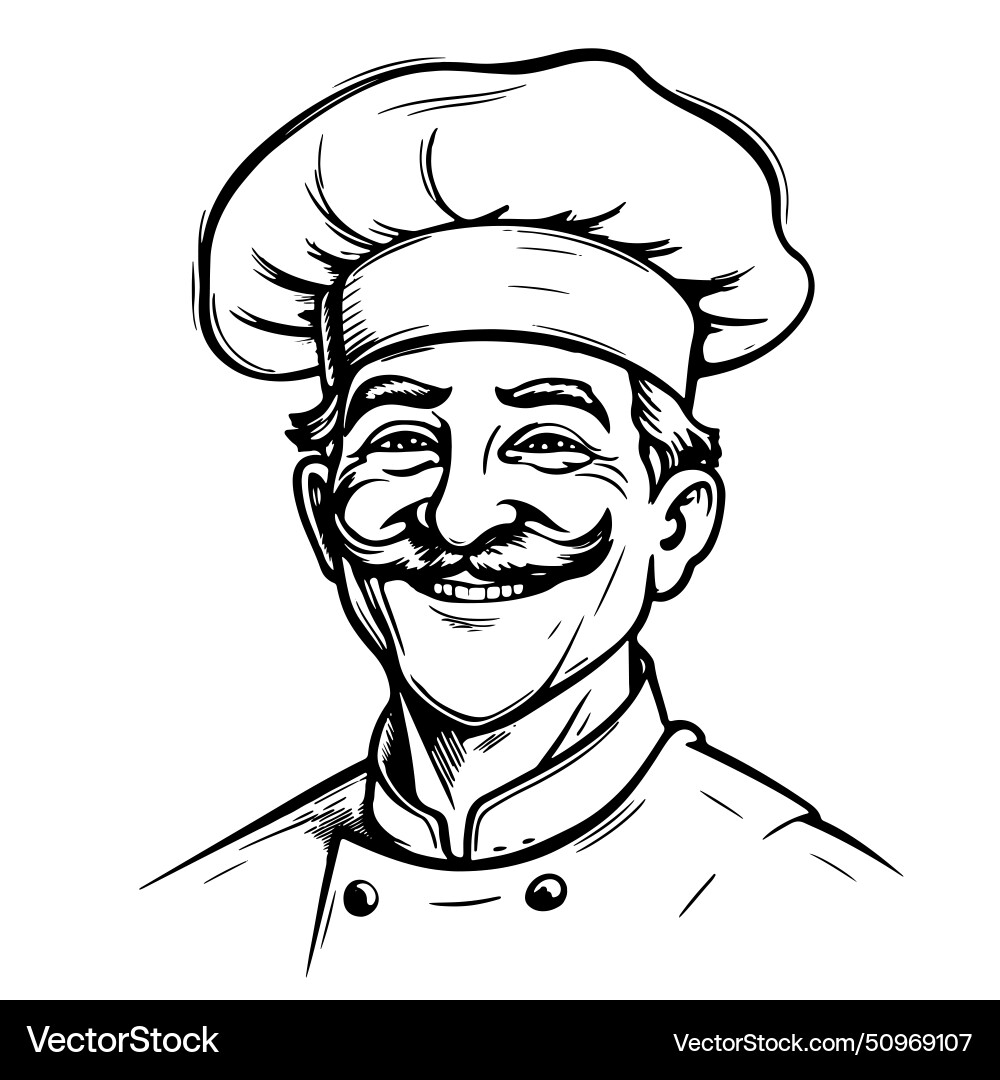 Happy chef in hat sketch Royalty Free Vector Image