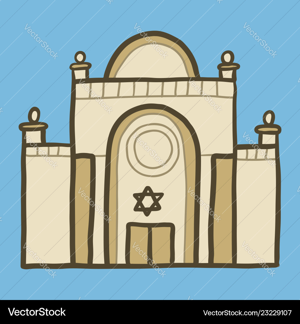 Jewish synagogue icon hand drawn style Royalty Free Vector