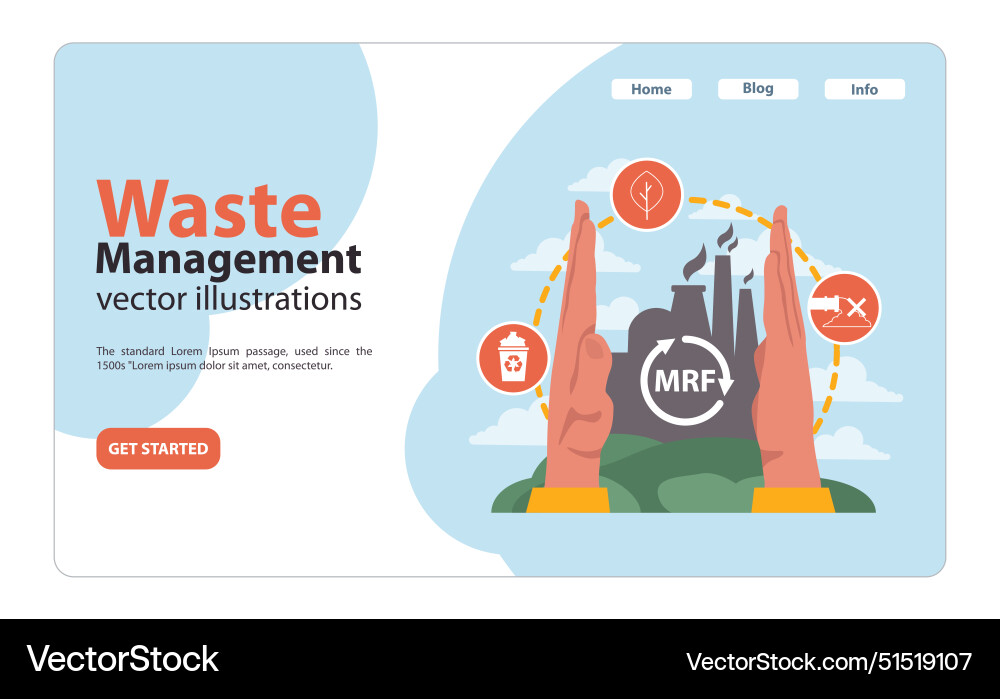 Material recovery facility focus flat Royalty Free Vector