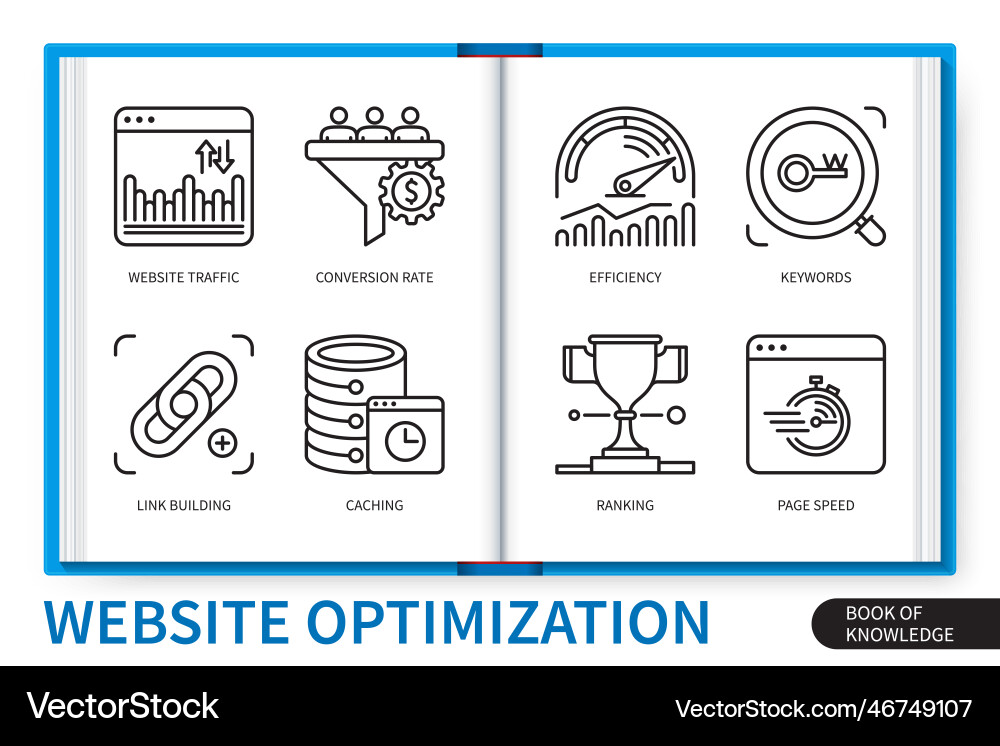 Website optimization infographics linear icons Vector Image