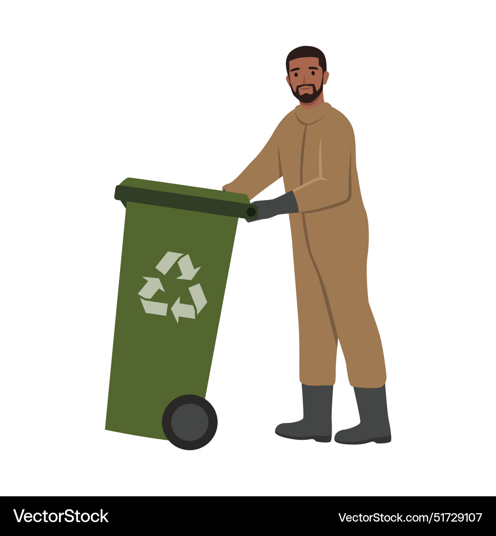Young garbage collector carrying waste Royalty Free Vector