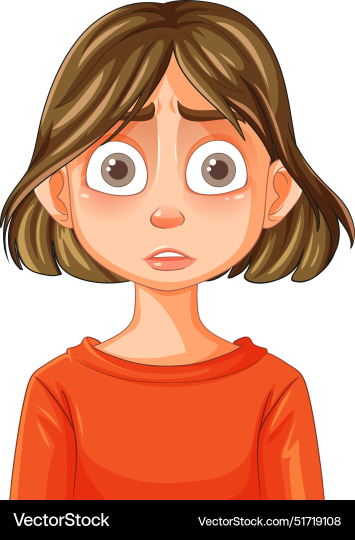 A girl with worried expression Royalty Free Vector Image