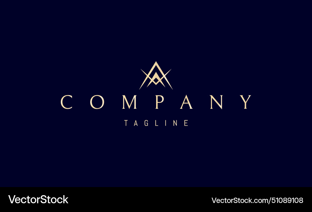A golden logo with an abstract image Royalty Free Vector