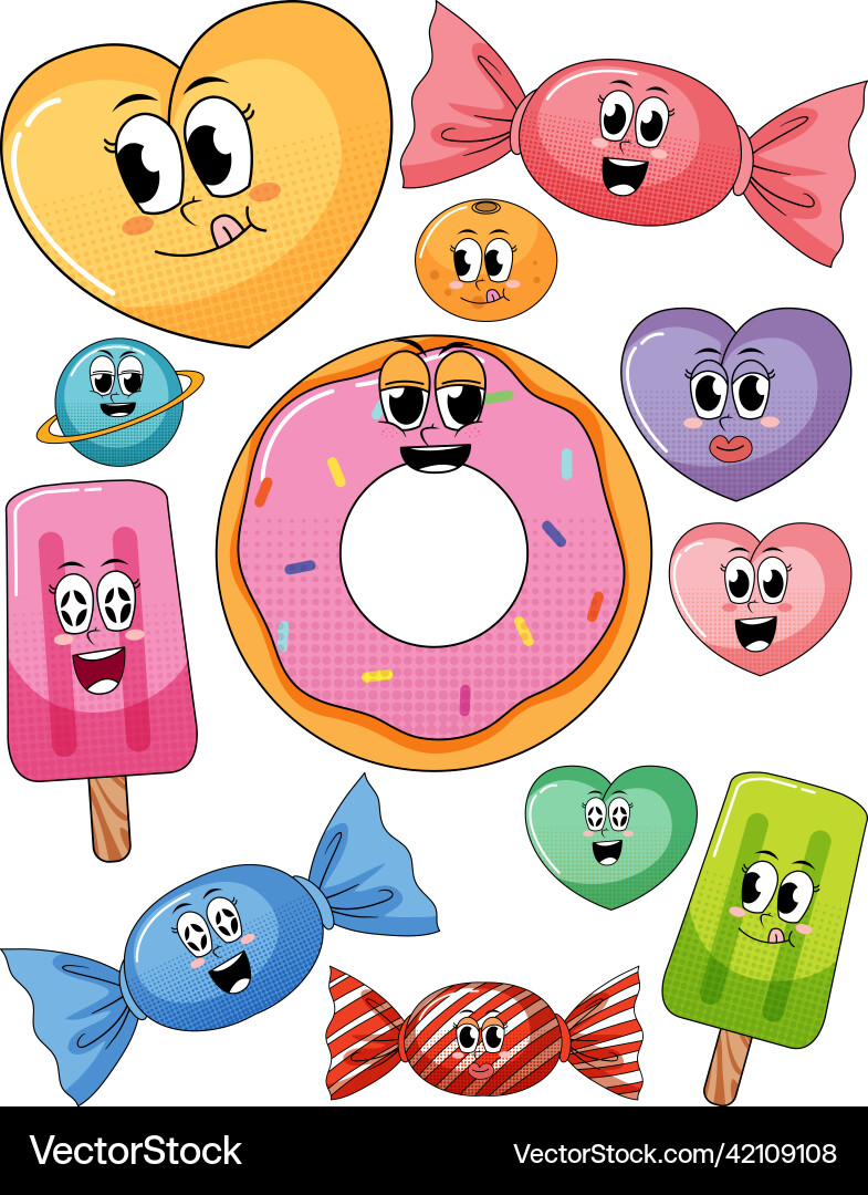 A various sweets on white background Royalty Free Vector