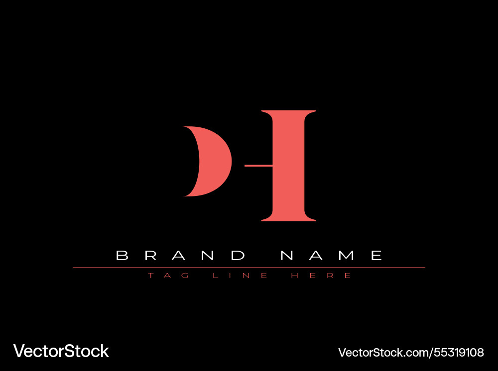 Abstract letter ph minimal logo design template Vector Image